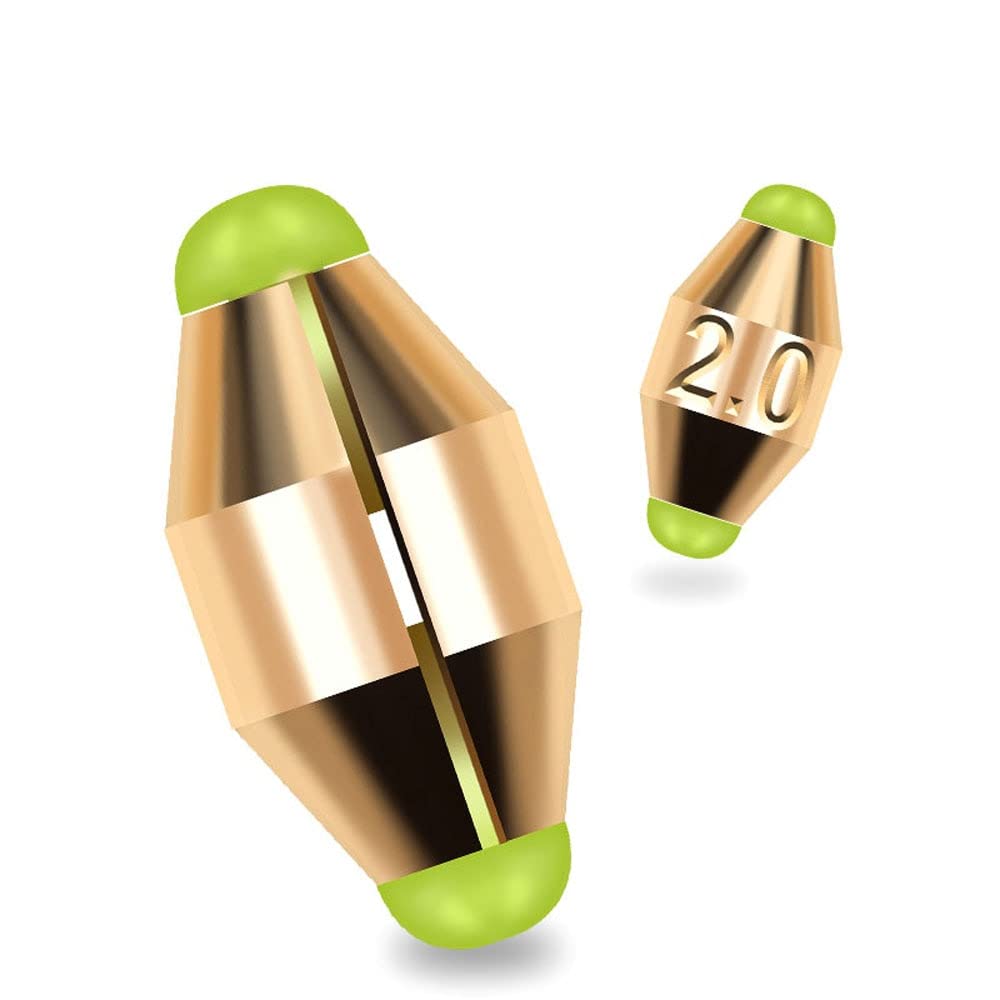 50 Pack Quick Drop Underwater Copper Fishing Sinks 1.8g 3.5g 5g 7g 10g Counterweight Oval Brass Split Rig Accessory Tool (Color : Size 3.0)