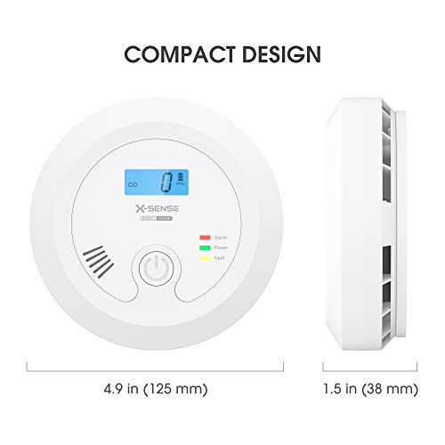 X-Sense Carbon Monoxide Detector Alarm, Replaceable Battery-Operated CO Alarm Detector with Digital Display, CO03B