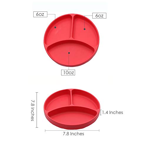 Silicone Suction Plates for Babies, Stick to High Chair Trays and Table, Divided Baby Dishes, Perfect Kids Plates, BPA Free