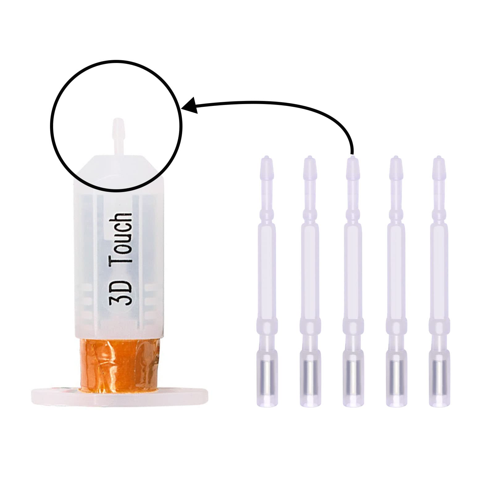 AIEX 5pcs Bl Touch Probe Pin Replacement, Smart Automatic Bed Leveling Touch Probe Pin Replacement Auto Bed Leveling Sensor Probe Tips Replacement Probe for Bltouch, 3D Touch