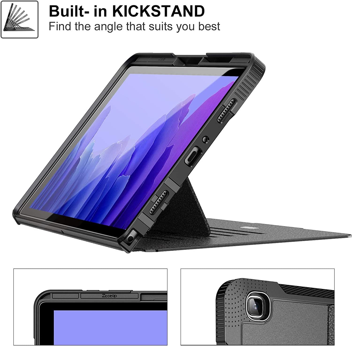 ZtotopCase for Samsung Galaxy Tab A7 10.4 Inch Tablet 2020 (SM-T500/505/507),[6 Magnetic Stand Angles] Heavy Duty Highly Protective & Shock Absorption Cover with Auto Wake/Sleep, Black