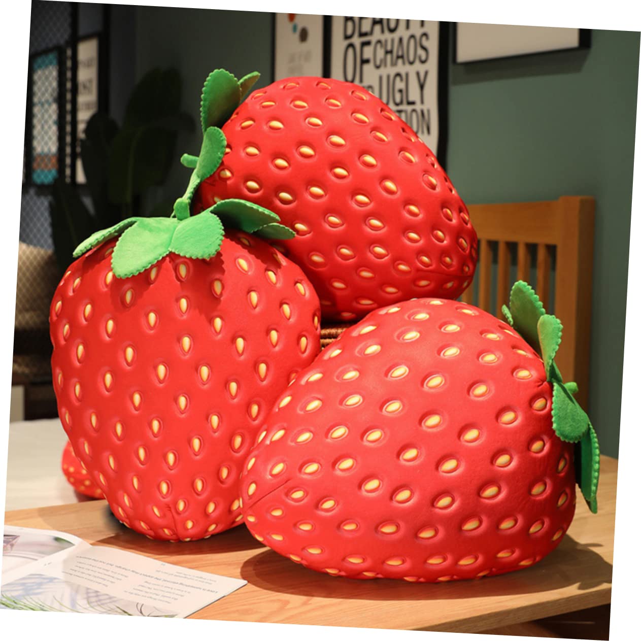 Decor Decorative Cute Adorable Strawberry Fruit Food Kawaii Huggable Soft Red Girls Funny Plushie Cm/inch Pillows Stuffed for Large Accent Hugging Cuddle Pillow Throw