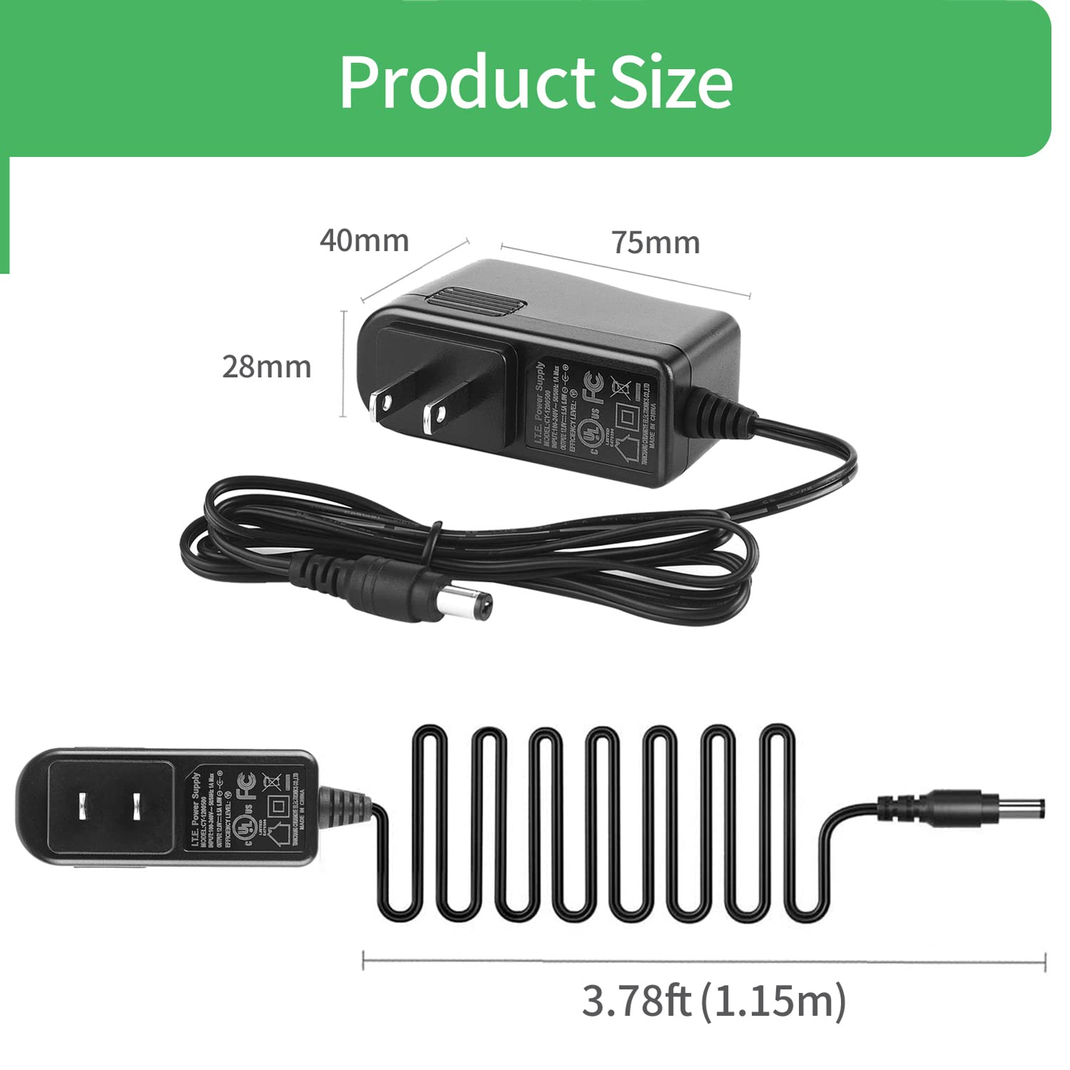 Security-01 AC to DC 12V 0.5A 500mA Power Supply Adapter 5.5mm x 2.1mm UL Listed FCC,CY-1200500