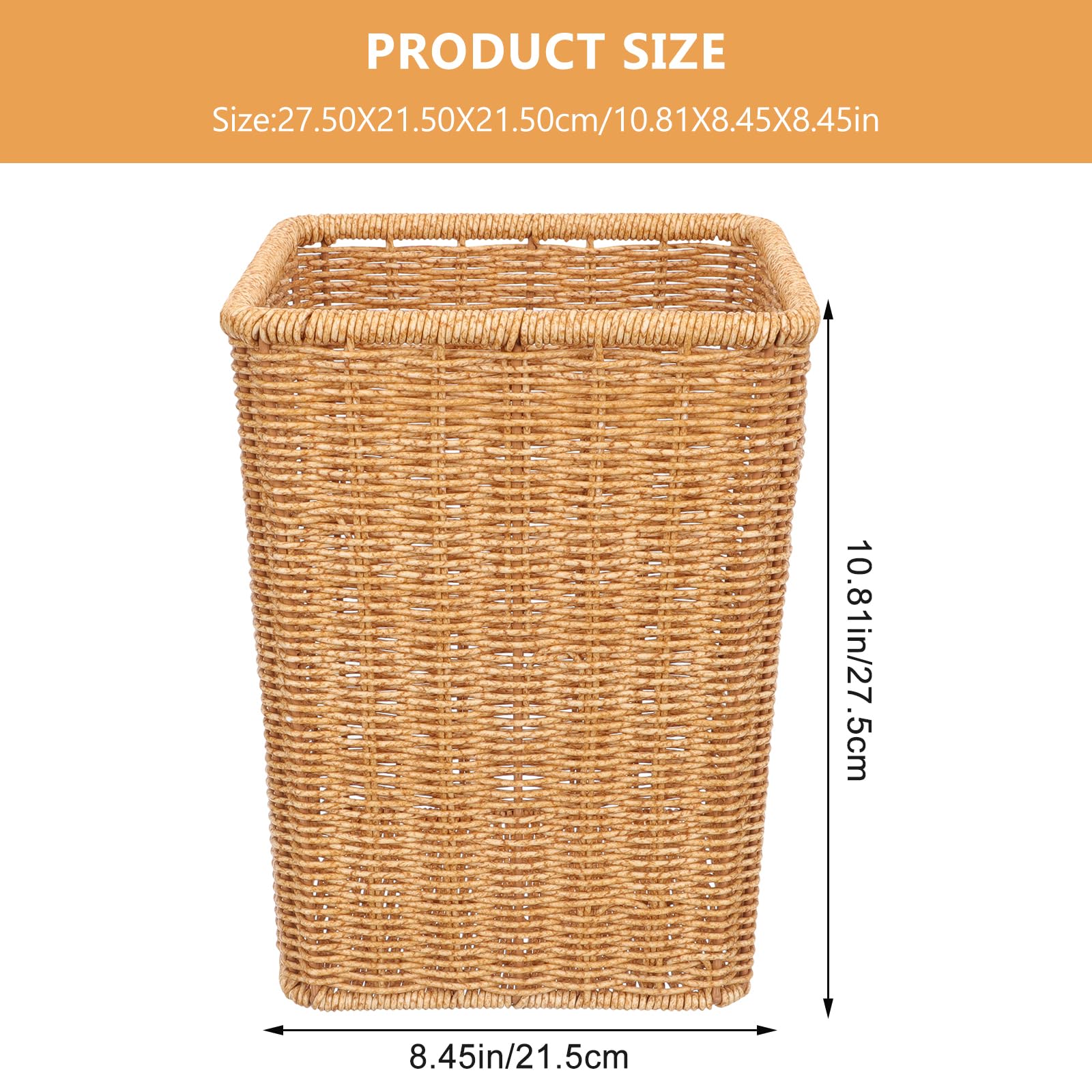 Amosfun Rattan Trash Can Wicker Desktop Organiser Basket Home Bathroom Laundry Hampers 10.8 Inch Tall