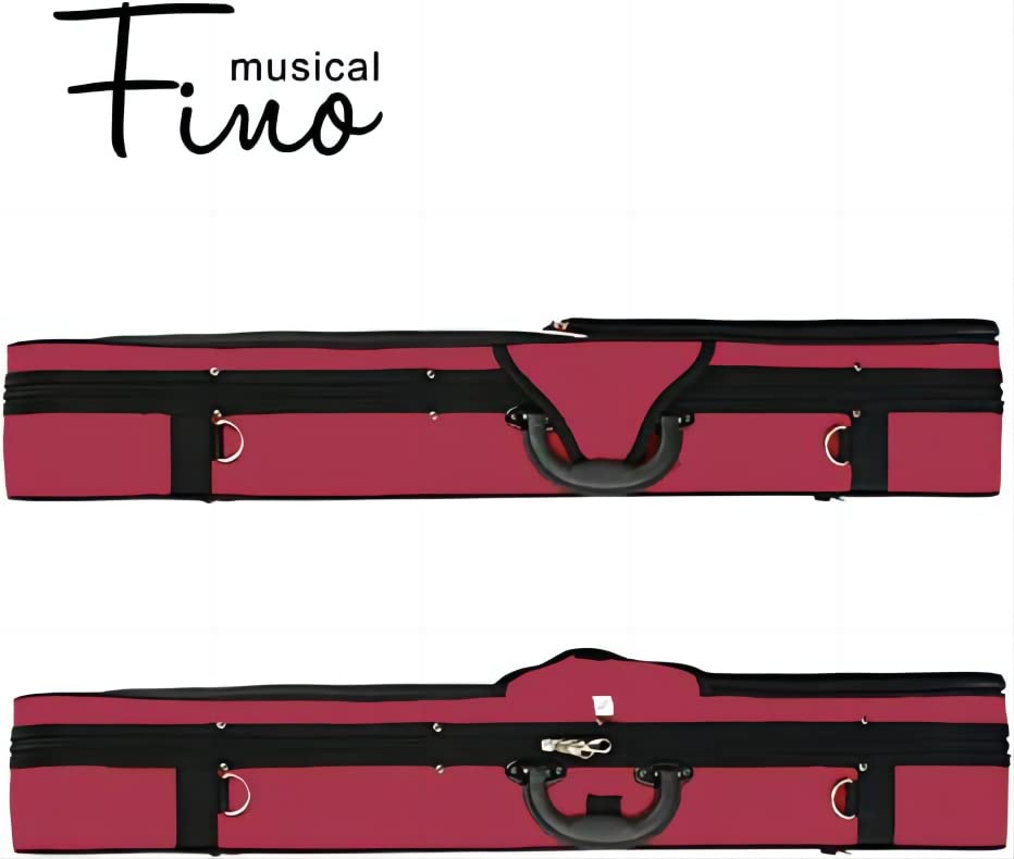 4/4 Full Size Violin Case FINO Professional Oblong Violin Hard Case with Built-in Hygrometer,Super Lightweight Portable Carrying Bag Slip-On Cover with Backpack Straps (red)