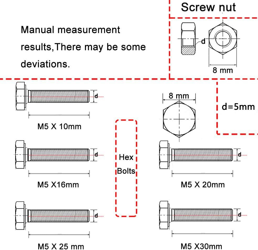 newlng M5 304 Stainless Steel Bolts and Nuts Kit, Hex Flat Head Cap Bolts Screws Nuts Hexagon Socket Head Screw,Heavy Duty Hex Bolts Nuts Assortment, Head Mechanical Parts Combination Box