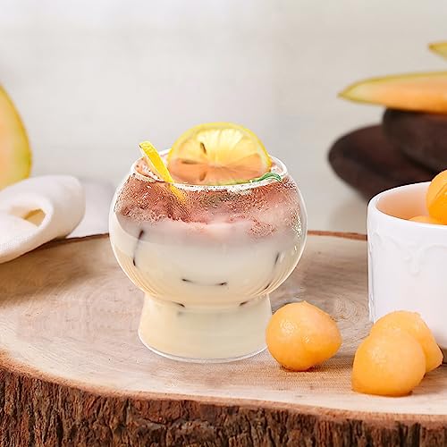 Angoily Juice Glass Crystal Dessert Bowl, 4.3-Inches Ice Cream Bowl,Glass Bowl for Sundae Salad Fruit Pudding Yogurt Snack Candy Trifle, Kitchen Prep Holiday Party Wedding(Pedestal)