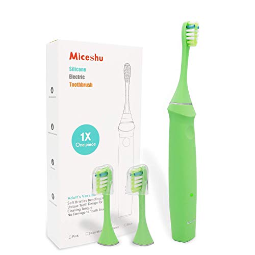 MICESHU Sonic Electronic Toothbrush for Adults, Cleaning with 3 Modes IP67 Waterproof Rechargeable Toohthbrush with 2pcs Replacement Dupont Brush Heads (Green)
