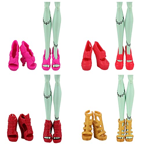 BARWA 10 Pairs Doll Shoes Accessories for Doll Fashion High Heels Sandals Boots Shoes Pack