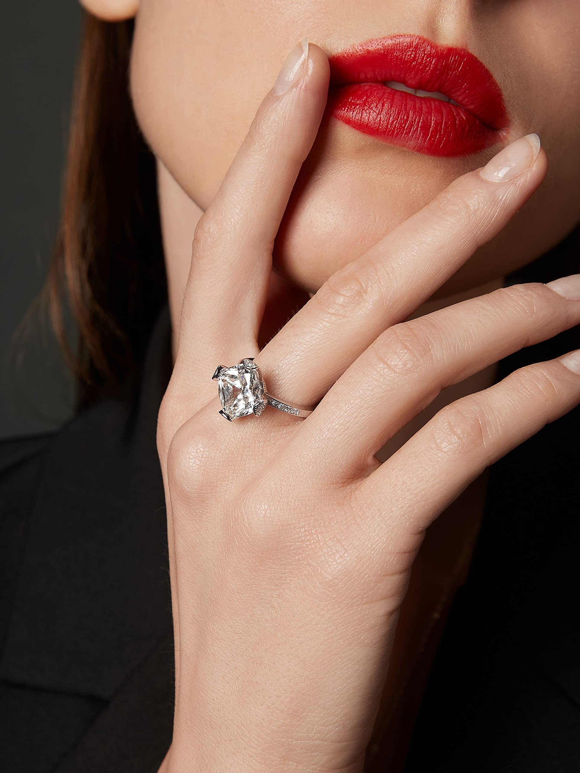 6 Carat High Carbon Diamond Sparkle 10 Ring Lab Simulated Diamond Sterling Silver White Gold Plated Wedding Engagement Ring (white-B, 7)