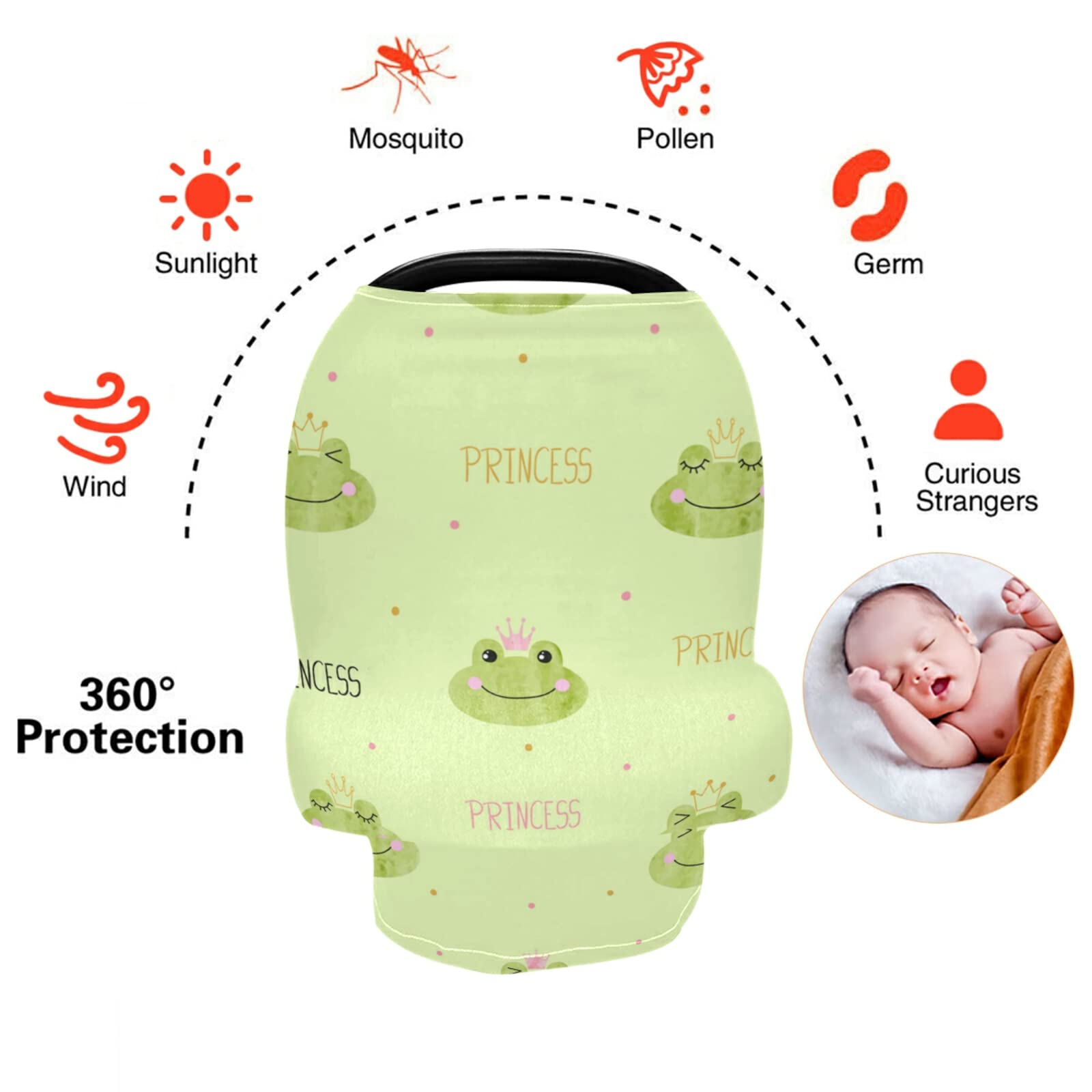 Nursing Cover Breastfeeding Scarf Cute Princess Frogs- Baby Car Seat Covers, Infant Stroller Cover, Carseat Canopy(r)