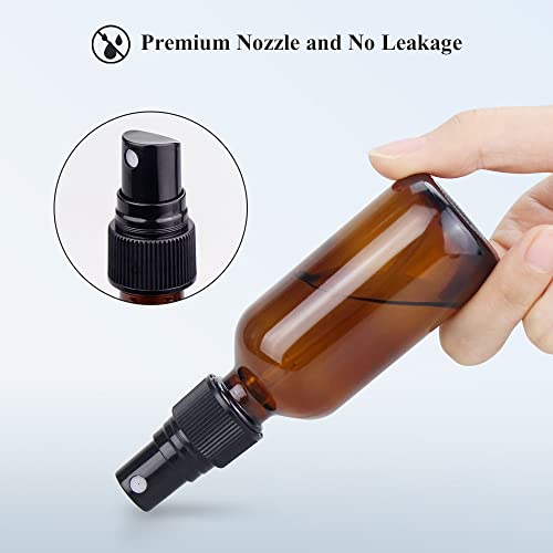 Wedama Spray Bottle, 2oz Fine Mist Glass Spray Bottle, Little Refillable Liquid Containers for Watering Flowers Cleaning(16 Pack, Amber)