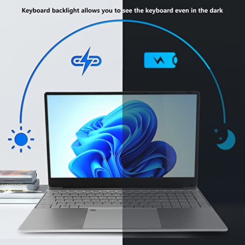 Acogedor 15.6in Laptop Computer, 1920x1080 HD Screen, 16GB RAM, 512GB SSD, Inte N5095 Chip, for Win11, 2.9GHz RWD, with Fingerprints, Keyboard Backlight, Numeric Keypad, Silver