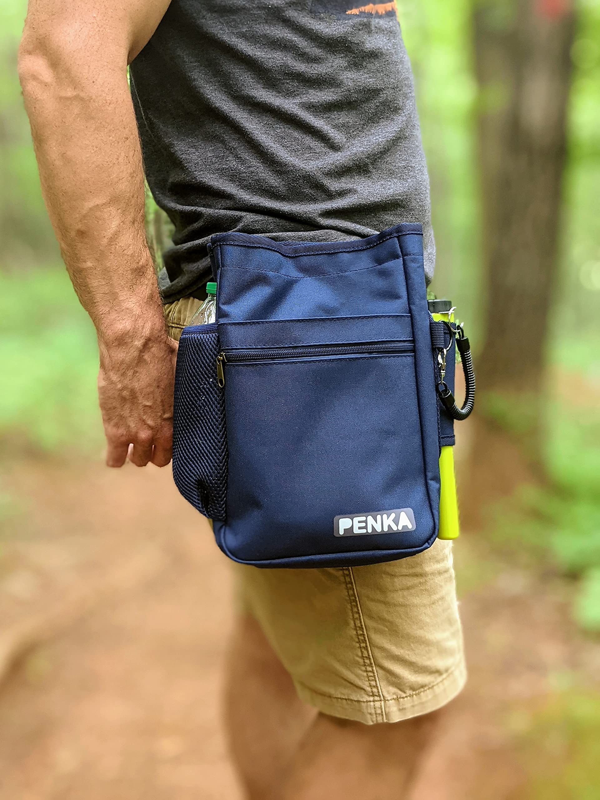 PENKA Metal Detecting Finds Bag Waist Pouch- Large 11x7x4 in. Portable Accessories Bag for Digger Tools Made from Durable 1000D Navy Nylon -Premium Quality Finds Bag with Pinpointer Loop
