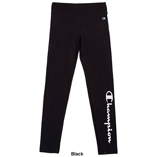Champion Heritage Girls Performance Legging Stretch Pant | Active Athletic Pant (Medium, Black)