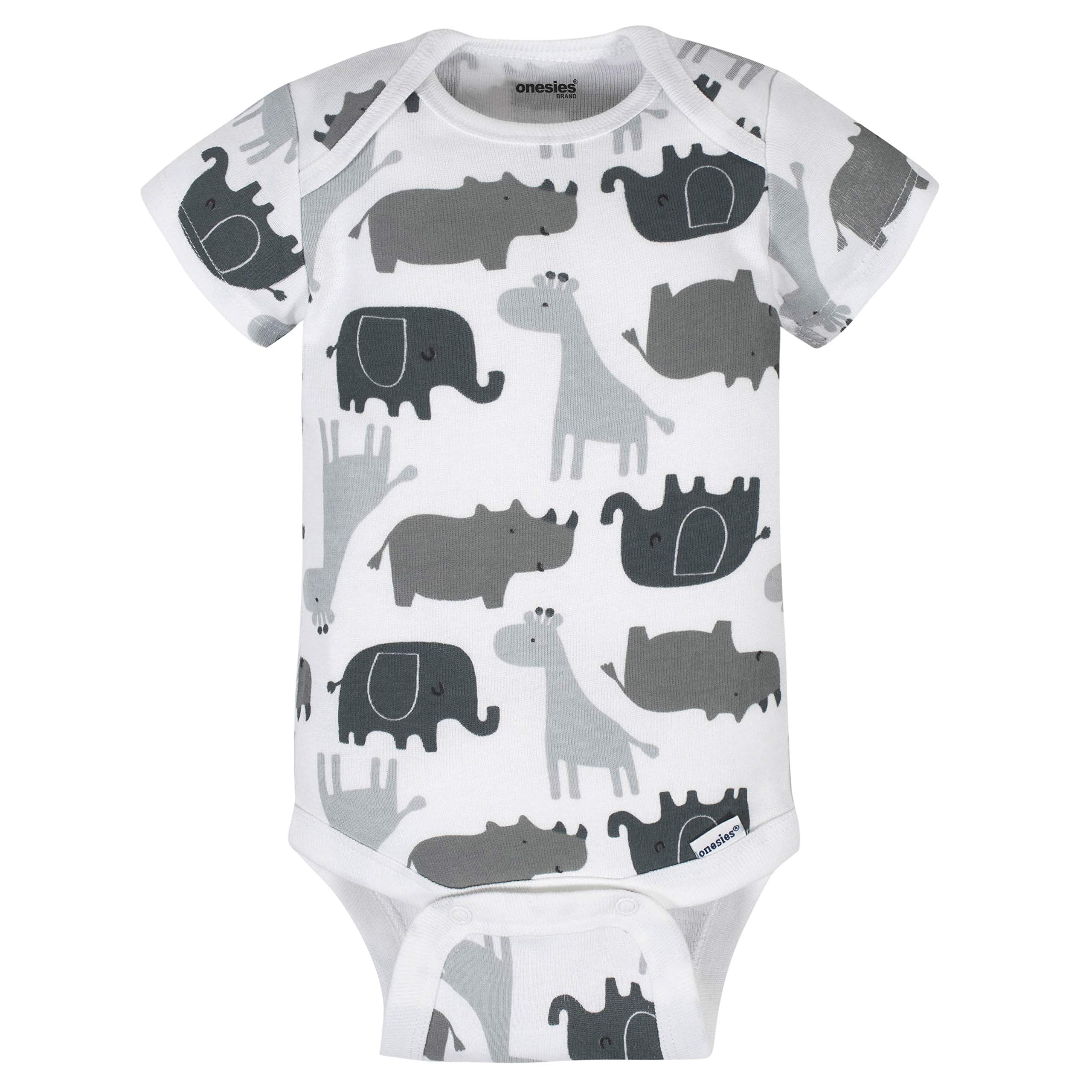 Onesies Brand baby-boys 8-pack Short Sleeve Mix & Match Bodysuits and Toddler T Shirt-Set, White Elephant, 0-3 Months US