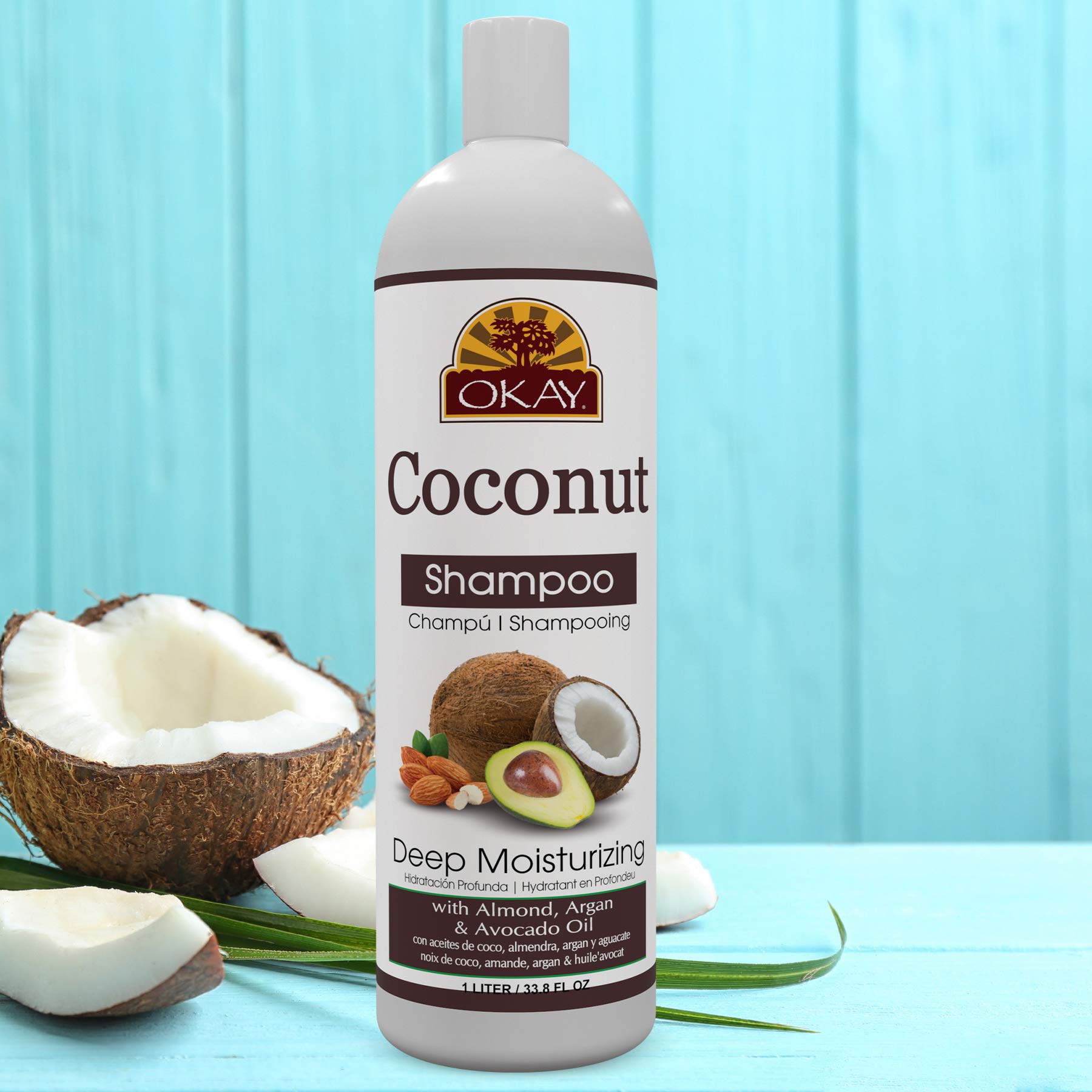 OKAY Coconut Deep Moisturizing Shampoo Helps Replenish Moisture And Elasticity For Healthy Strong Hair Sulfate,Silicone,Paraben Free For All Hair Types and Textures Made in USA 12oz