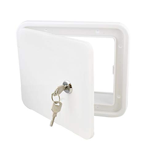 Dumble Low Profile Electric Cable Hatch RV Electric Cord β White RV Camper Electric Cord Cover 7.5in x 6.5in Square