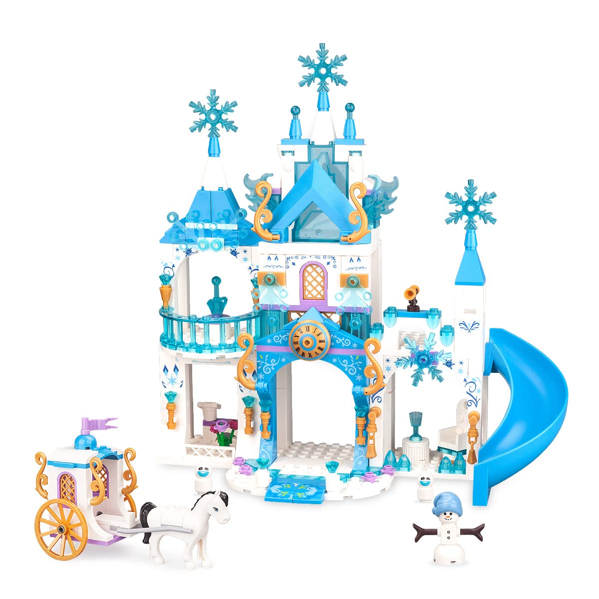 JIMUJIA Girls Building Blocks Toys Princess Castle 377 Pieces Ice and Snow Blue Dream House Construction Toys for Girls Building Bricks Toys for Brithday for Kids 6 Years and Up