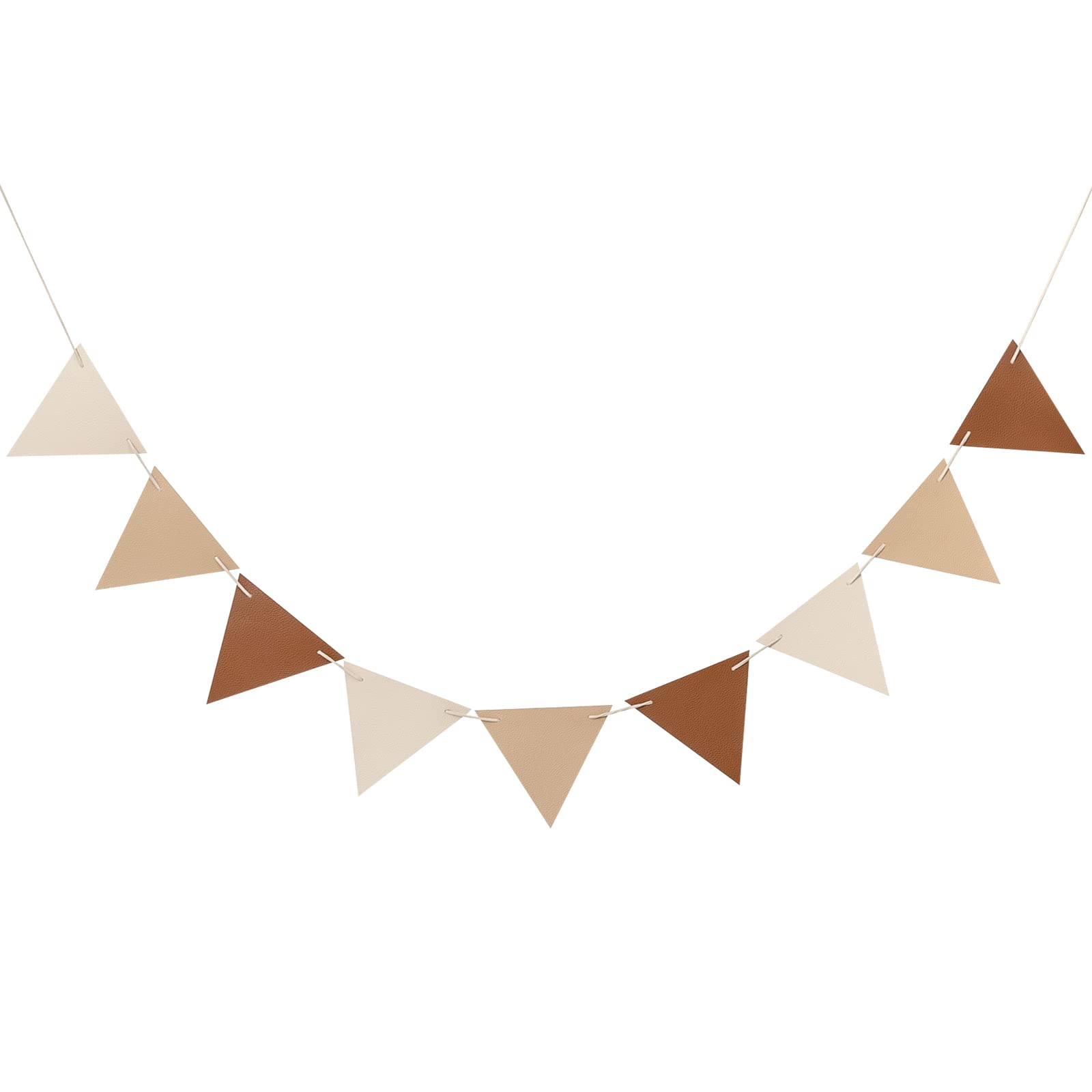 6 Feet Boho Pennant Banner Triangle Flag PU Bunting Brown Nursery Decor Boho Baby Shower Decorations
