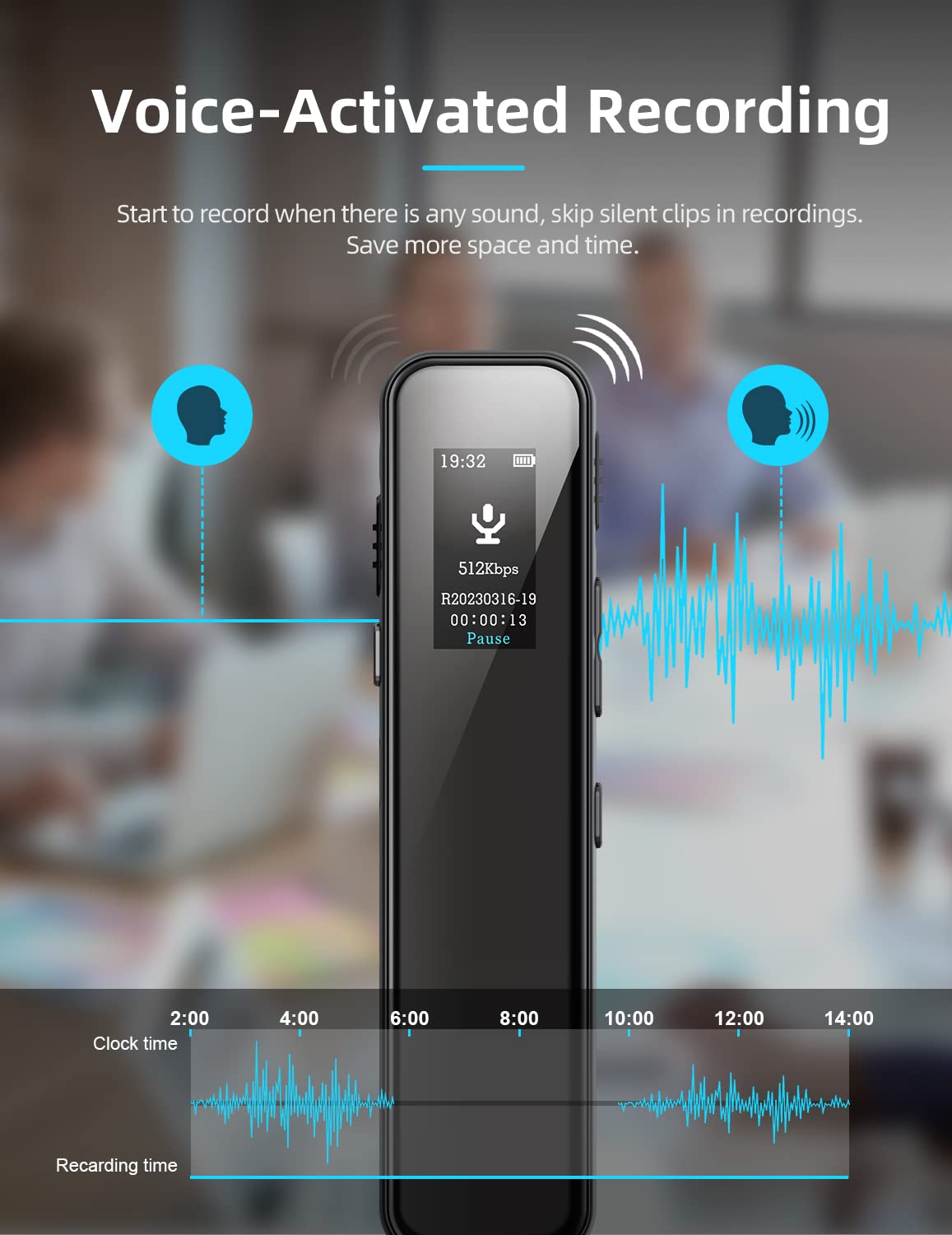 64GB Digital Voice Recorder, Voice Activated Recorder with 4624-Hours Recording Capacity, Audio Recorder with Playback 1536Kbps HD Recording for Lectures/Meetings/Classes,Dictaphone Noise Cancellation