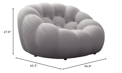 WILLIAMSPACE 47" Curved Sofa Couch Single Sofa Chair, Luxury Bubble Lazy Floor Sofa Chair, Overall Shaped Chair Couch with 3D Textile Material for Apartment (Grey)