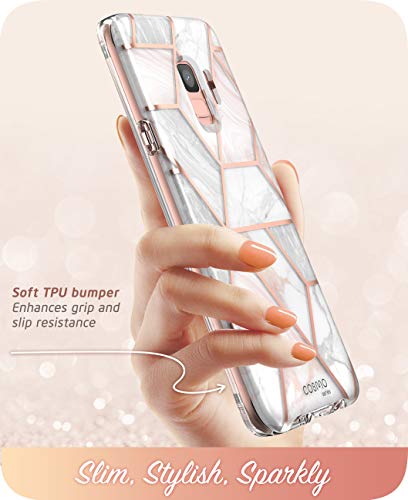 i-Blason Cosmo Series Case for Galaxy S9 (2018 Release), Slim Full-Body Stylish Protective Case with Built-in Screen Protector (Marble)