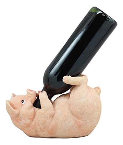 Ebros Babe Farm Pink Pig Wine Holder Decor Statue Whimsical Practical Pig Wine Caddy Storage Organizer