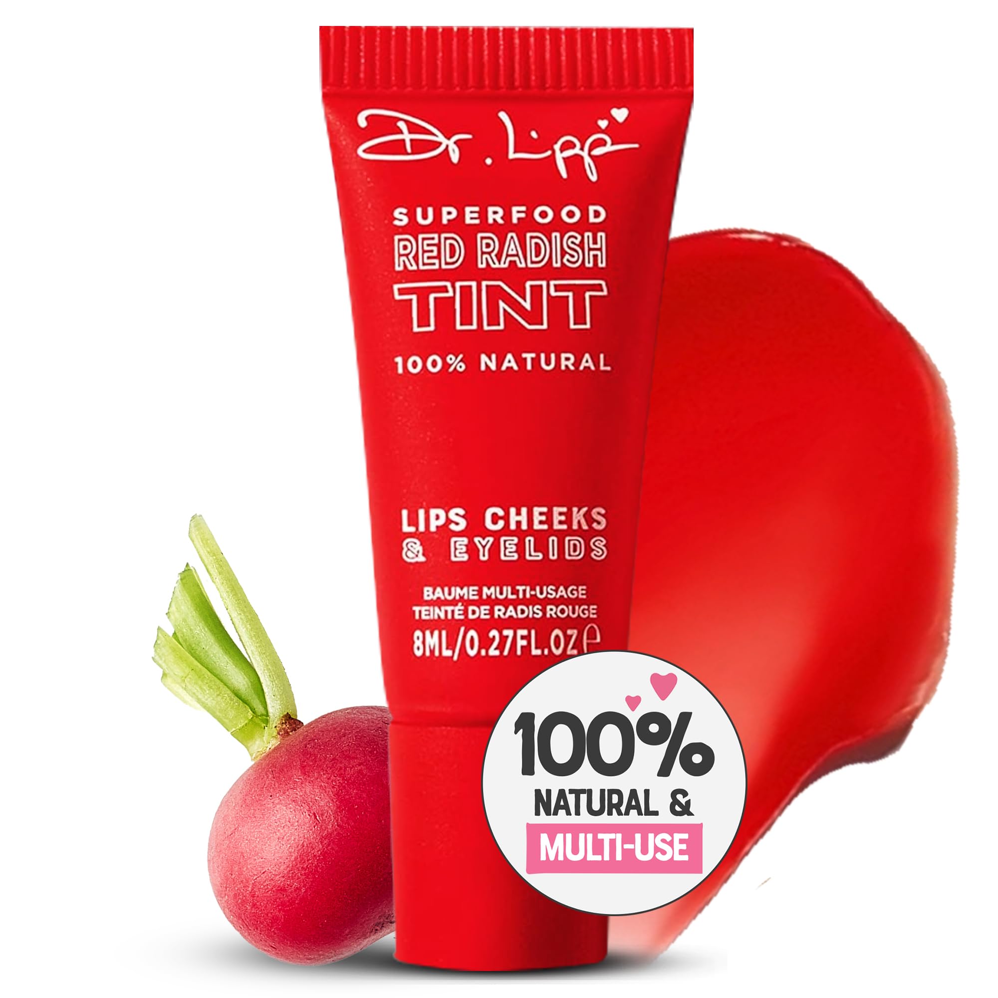Dr. Lipp Superfood Lip Tint Red Redish 8ml – 4-in-ONE Ultra Moisturising Tinted Lip Balm, Lip Gloss, Cheek Blush & Glossy Eyeshadow – 100% Natural – Fragrance & Cruelty Free