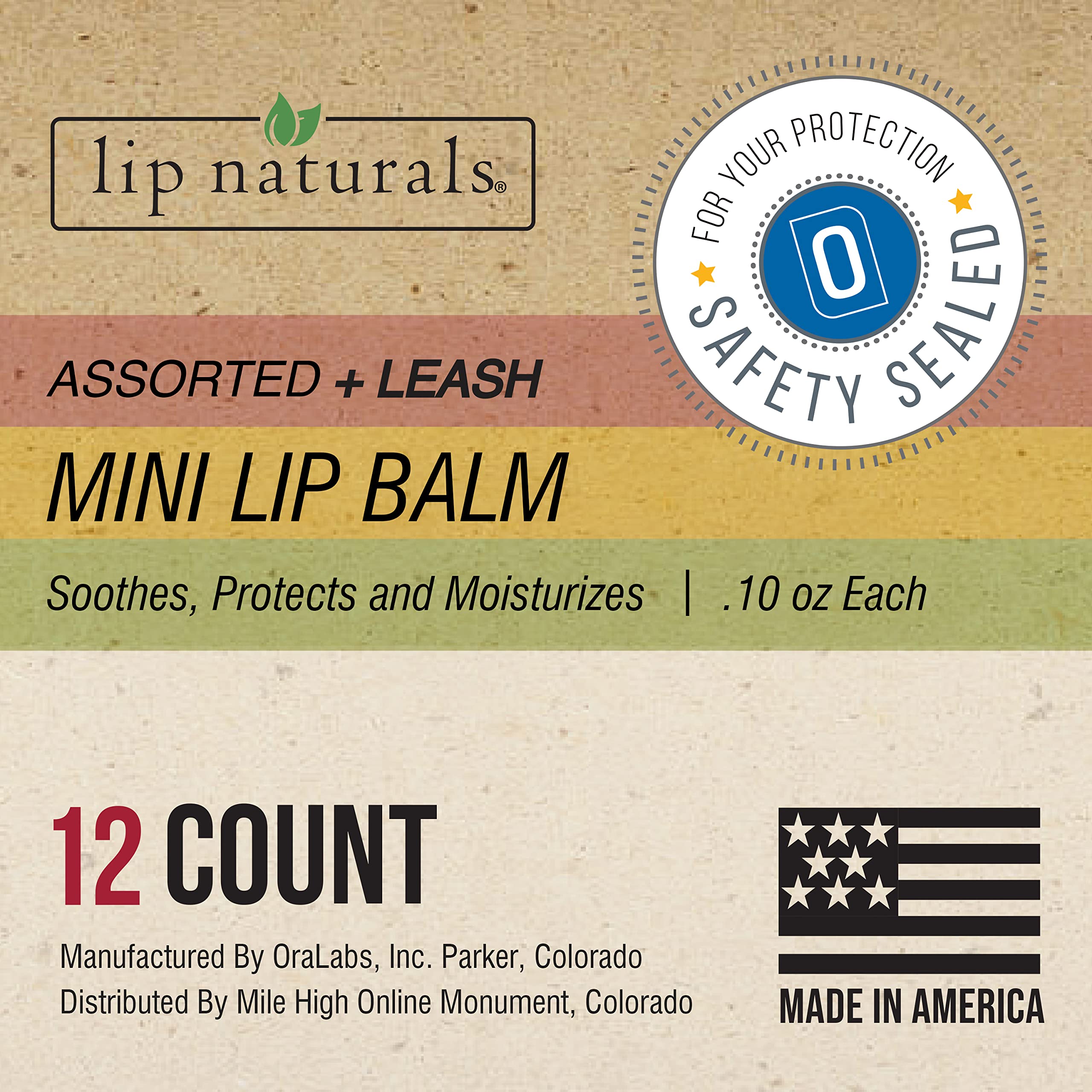 Lip NaturalsĀ® | 12-Count Assorted Mini Lip Balm with Sunscreen (SPF-15) & 1 Lip Balm Keychain | Made in USA | Lip Balm Pack with 3 Flavors: Tea Tree Mint, Vanilla Bean, & Bing Cherry (0.10oz/3g Each)