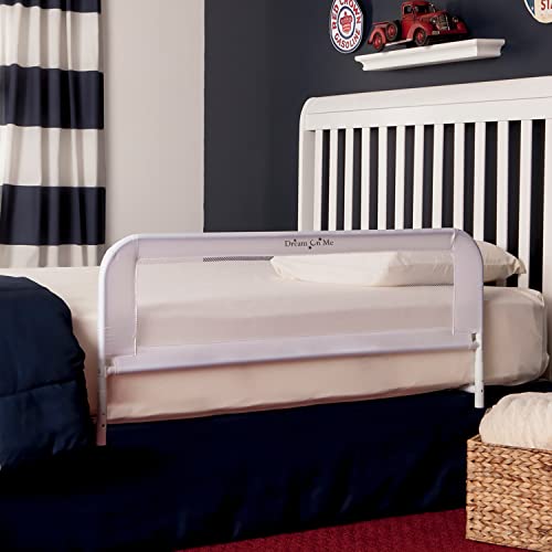 Dream On Me Adjustable Mesh Bed Rail in White, Two Height Levels, Breathable & Durable Fabric, Lightweight and Portable Bed Rail for Toddlers