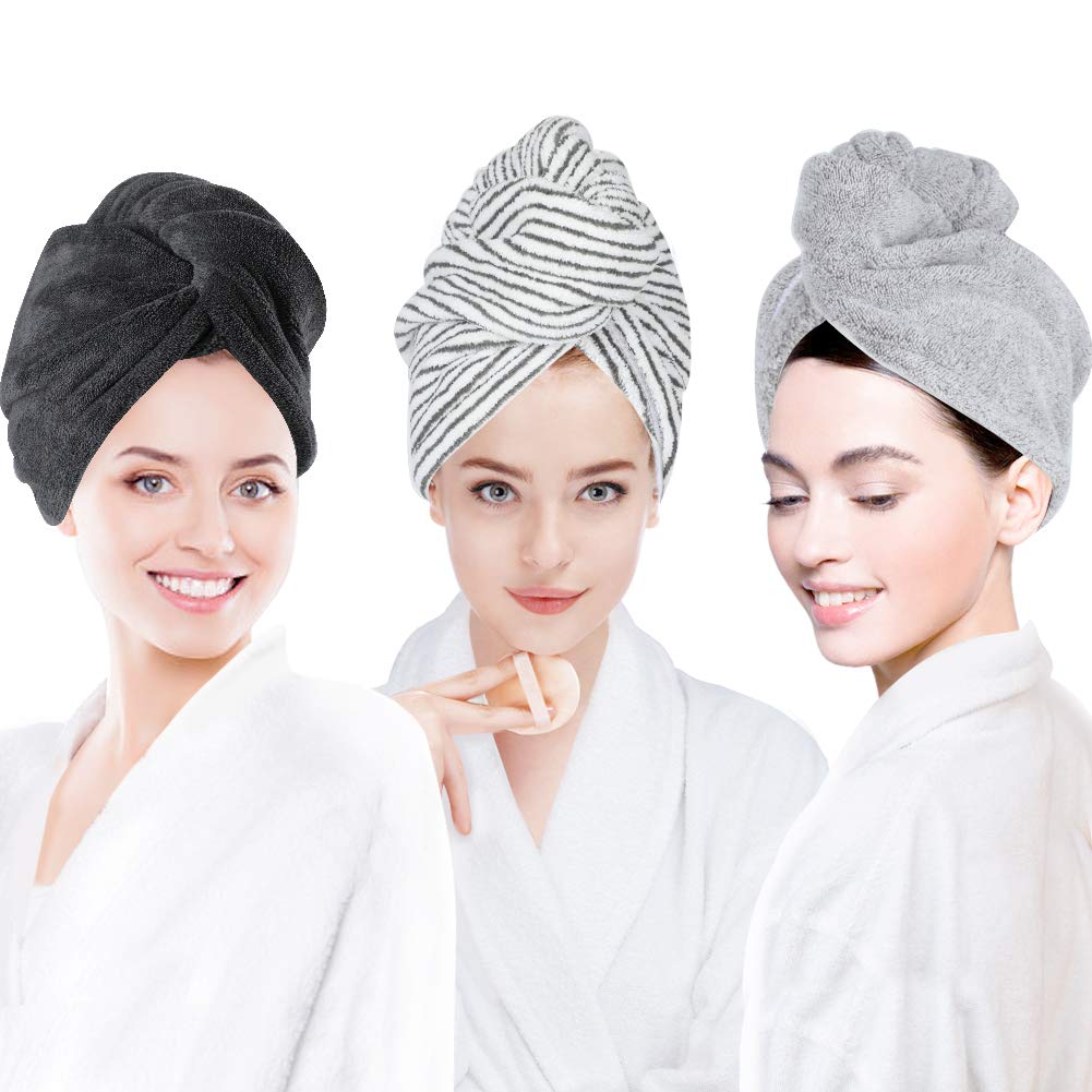 Laluztop 3 Pack Hair Towel Wrap for Women, Ultra Soft Hair Drying Towels, Anti-Frizz & Super Absorbent Hair Turban, Suitable for Curly, Long & Thick Hair