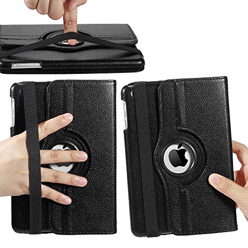 LayYun iPad Mini 1/2/3 Case - 360 Degree Rotating Stand Smart Cover Case with Auto Sleep/Wake Feature for Apple iPad Mini 1 / iPad Mini 2 / iPad Mini 3 … (Black 04)