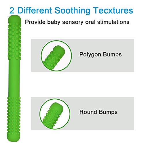 Hollow Teething Tubes Toys for Babies Girls Boys, 5 Pack Silicone Baby Teether Toy Tube for Infants with Nursing Biting Chewing, Chew Straws for Toddlers 6-12 Months