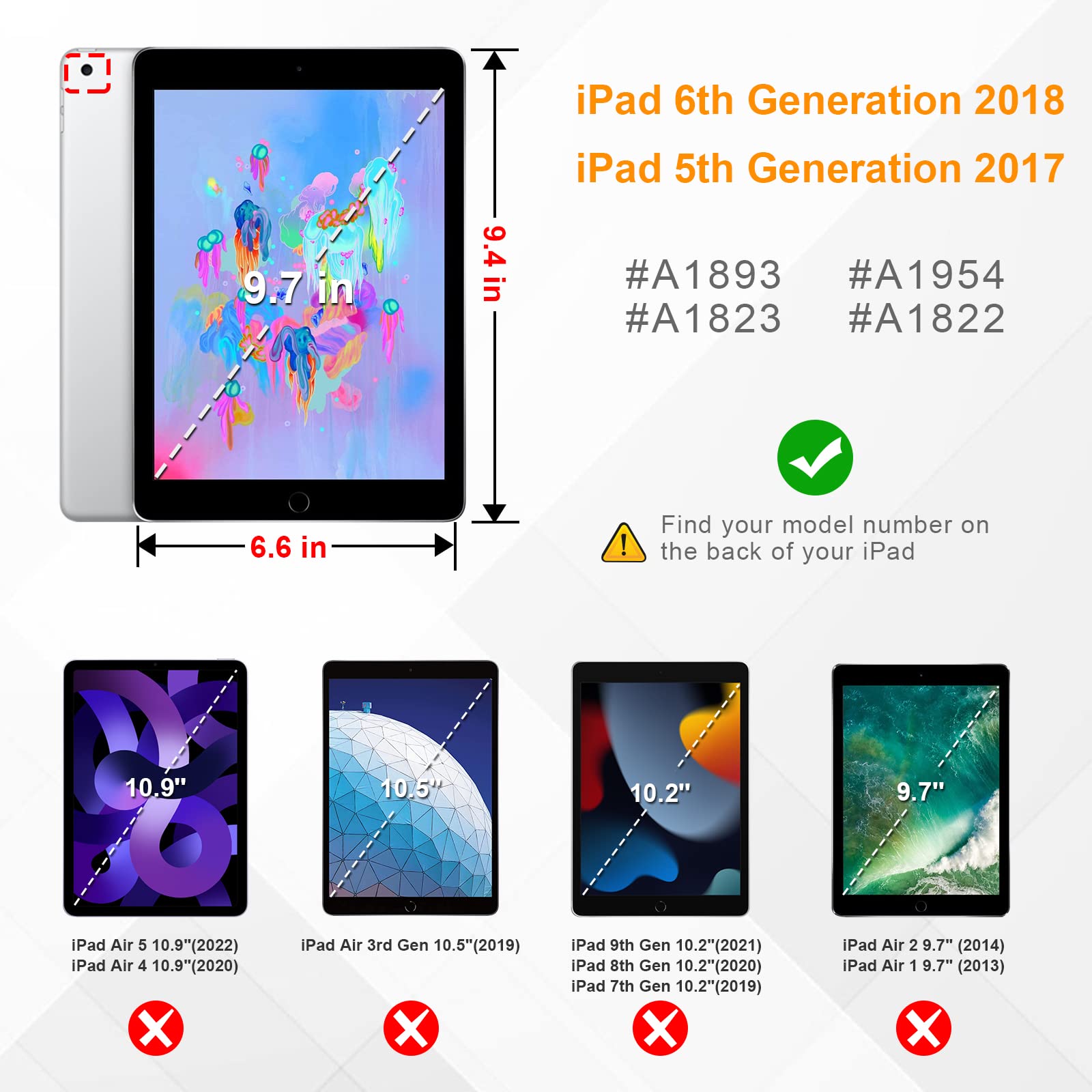Fintie Case with Built-in Pencil Holder for iPad 6th / 5th Generation - Lightweight SlimShell Cover with Translucent Frosted Back, Supports Auto Wake/Sleep for iPad 9.7 Inch 2018/2017, Marble White