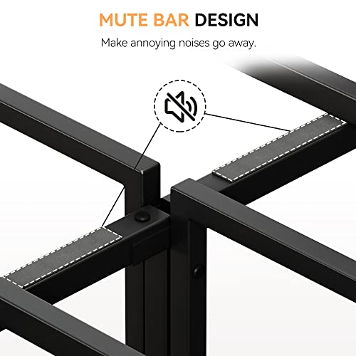 IDEALHOUSE Full Bed Frame with Headboard, Platform Bed Frame with Safe Rounded Corners & Strong Metal Slats Support, Mattress Foundation/Noise-Free/No Box Spring Needed