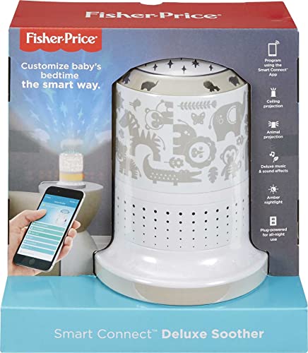 Fisher Price Baby Sound Machine Smart Connect Deluxe Soother with Customizable Music, Timers & Light Projection