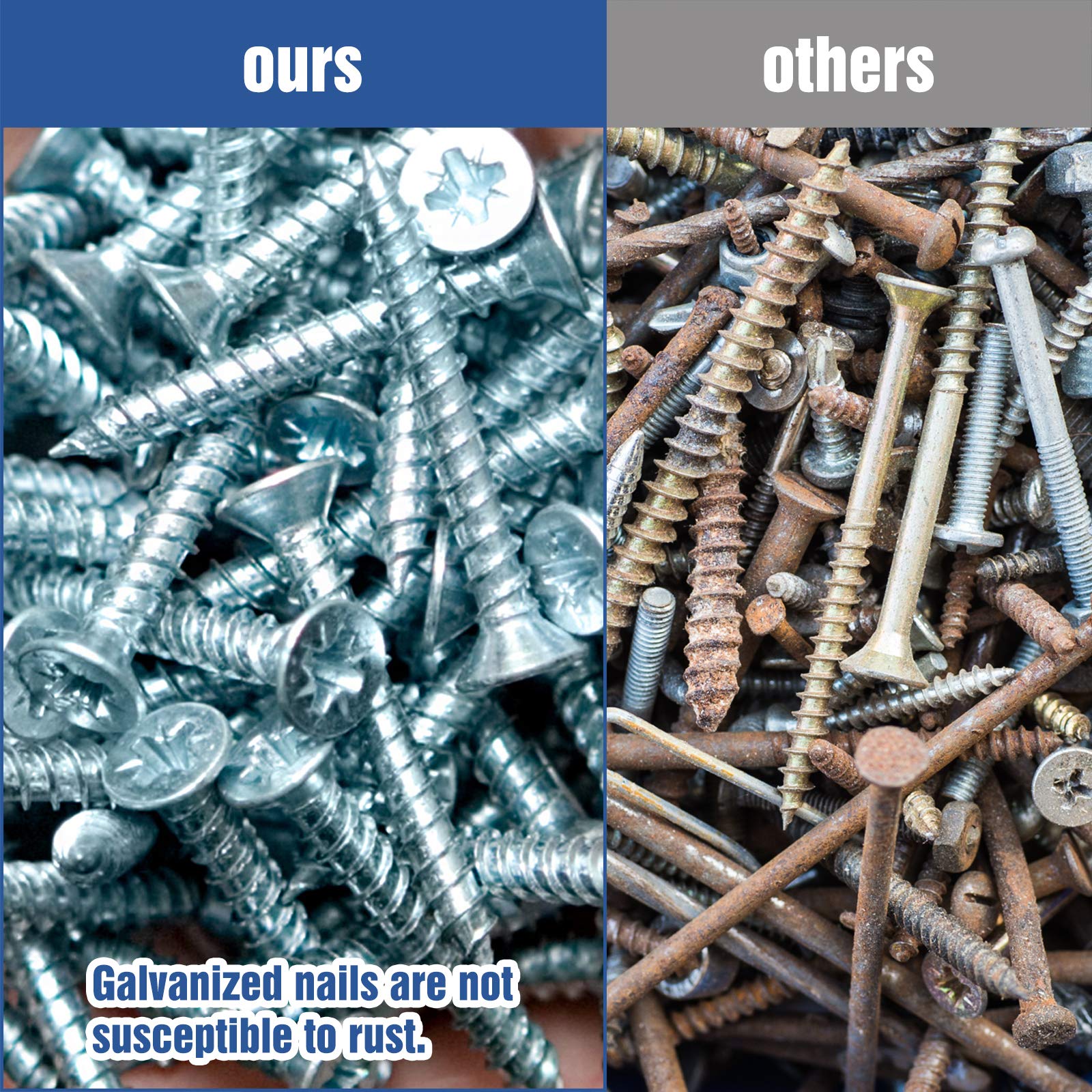 Hongway 230pcs Wood Screws Assortment Kit, Flat Head Wood Screws Set, Zinc Plated Steel, Self Tapping Screws, Drywall Screws Assortment, Assorted Wood Screws, Assorted Screws(7 Sizes)