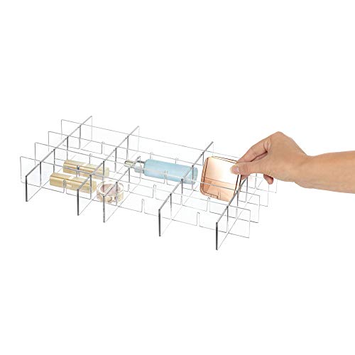 iDesign - 42910 Clarity BPA-Free Plastic Customizable in-Drawer Storage Organizer Dividers, 16" x 9.2" x 1.99", Adjustable
