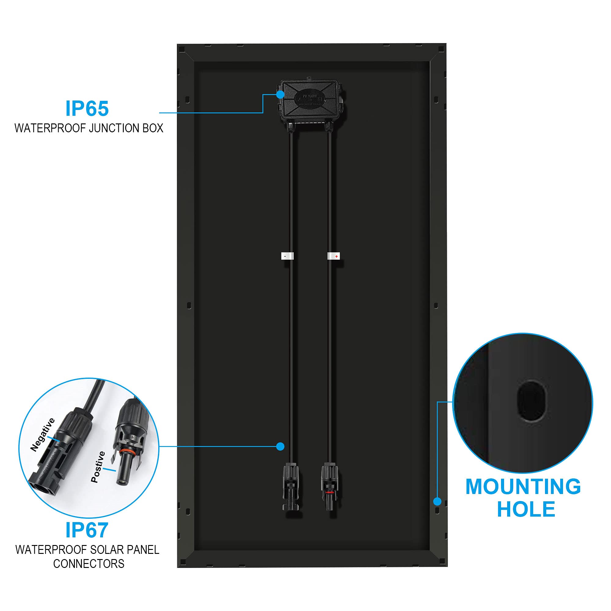 ACOPOWER 12V 200W Mono Solar Panel for 12V Battery Charging,Singel Panel Only,Off-Grid System(Panel Only)