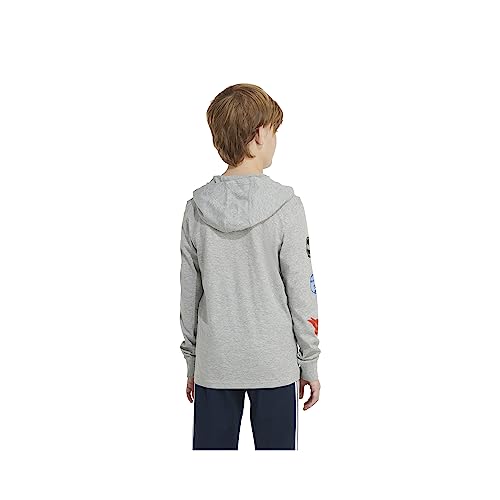 adidas Boys' Long Sleeve Cotton BoS Logo Hooded T-Shirt, Medium Grey Heather, Large (14/16)