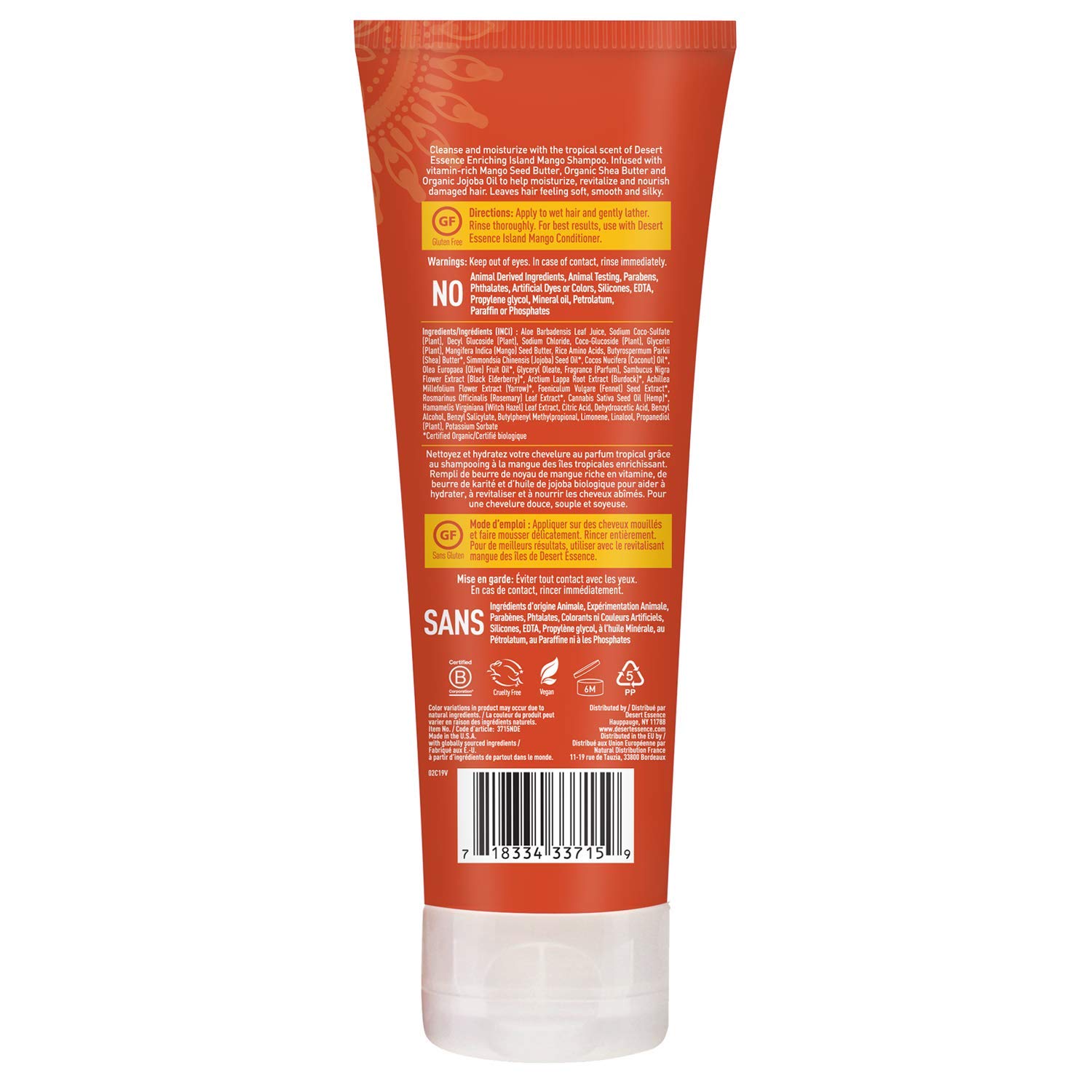 Desert Essence Island Mango Shampoo & Conditioner Bundle - 8 Fl Ounce - Enriching - Shea Butter - Jojoba Oil - Smooth & Silky - Soft & Healthy