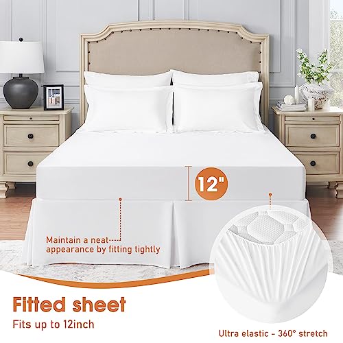 Ihanherry White King Comforter Set 8 Pieces, All Season Bed in a Bag, Comfortable King Bedding Sets with 1 Bed Skirt, 1 Fitted Sheet, 1 Flat Sheet, 1 Comforter, 2 Pillowcases, 2 Pillow Shams