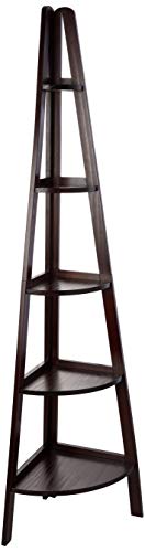 Casual Home 5-Shelf Corner Ladder Bookcase, Espresso