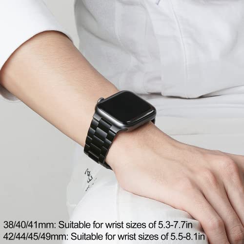 iiteeology Compatible with Apple Watch Band 42mm 44mm 45mm 49mm, Upgraded Solid Business Stainless Steel Band for Apple iWatch Ultra SE Series 8 7 6 5 4, Black