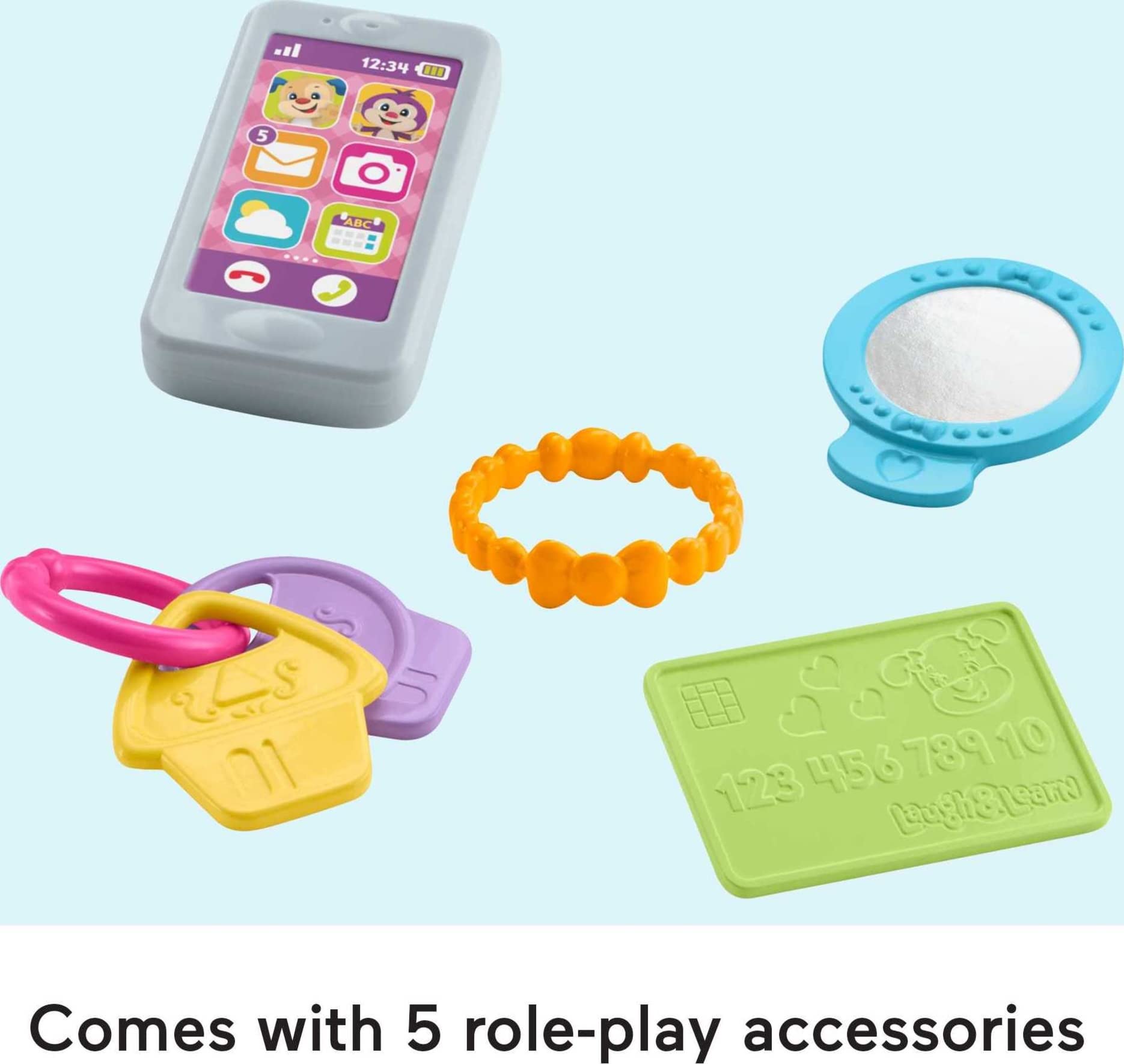 Fisher-Price Smart Purse Learning Toy with Lights Music and Smart Stages Educational Content for Babies and Toddlers, Pink
