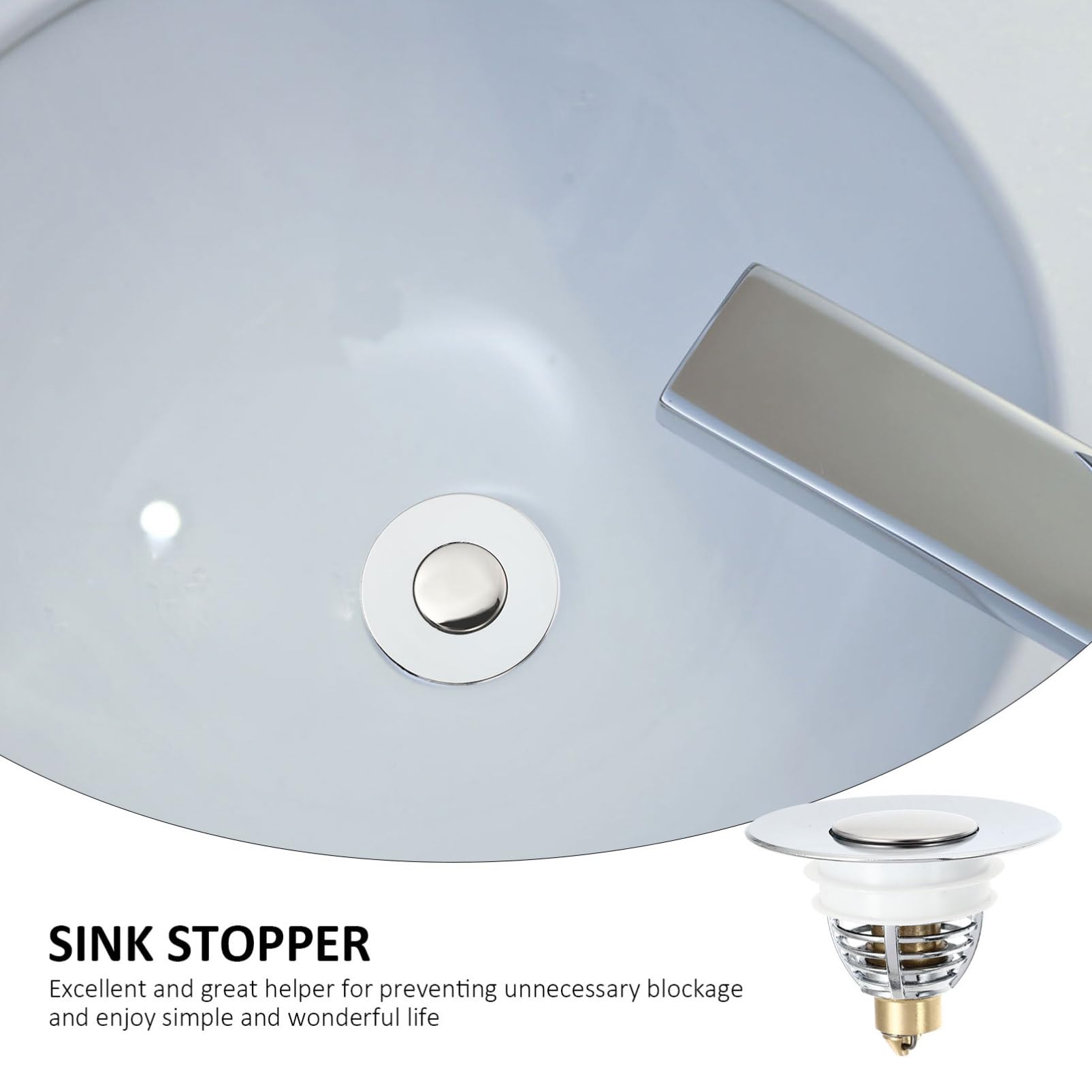 Hemobllo Wash Basin Drainer Filter Water Bathtub Strainer Wash Basin Press Plugs Bathroom Drain Bounce Drain Plug Drain Stoppers Kitchen Sink Drainer Plug Blush Abs Plating Body Washbasin