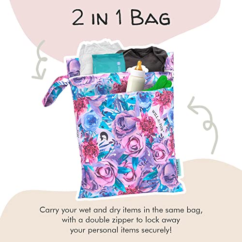 Reusable Swim Diaper & Wet Bag for Babies, Infants & Toddlers 0-2 Years Adjustable Girls Swimming Diaper & Water Resistant Swim Bag β Floral β 1 Pack by Will & Fox