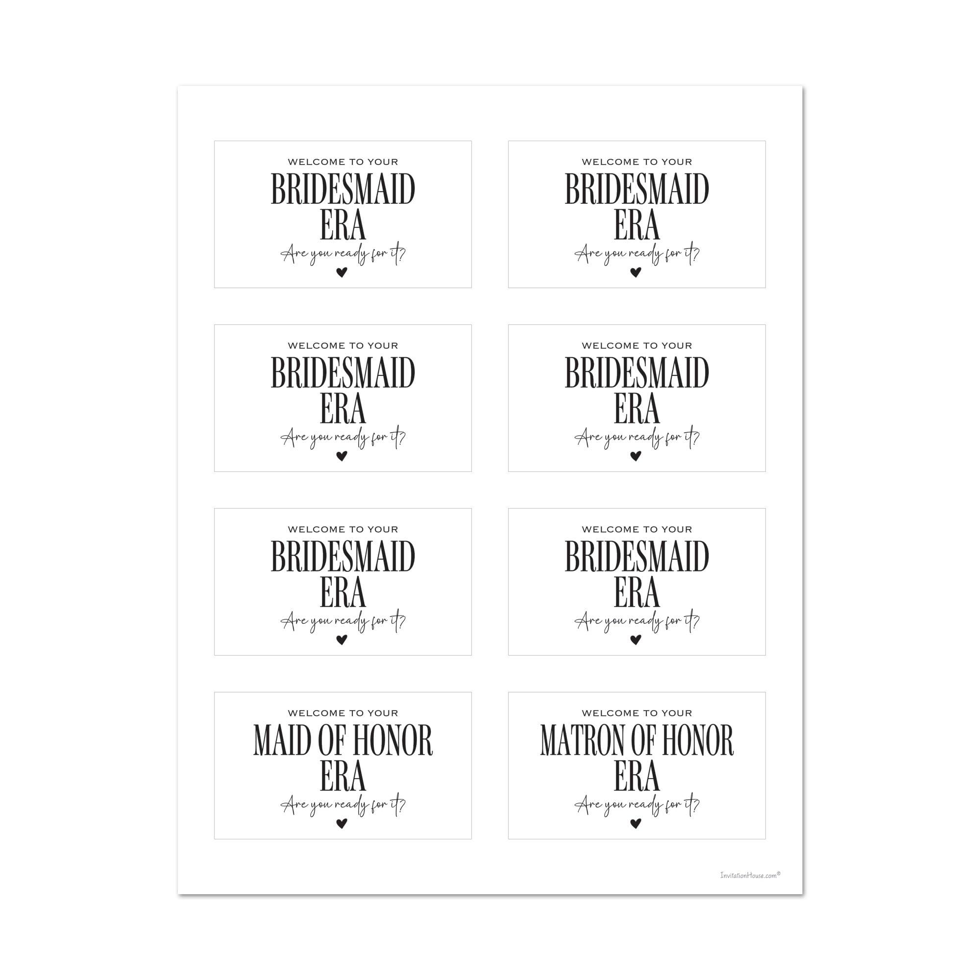 Bridesmaid Era Mini Champagne Labels - Set of 8