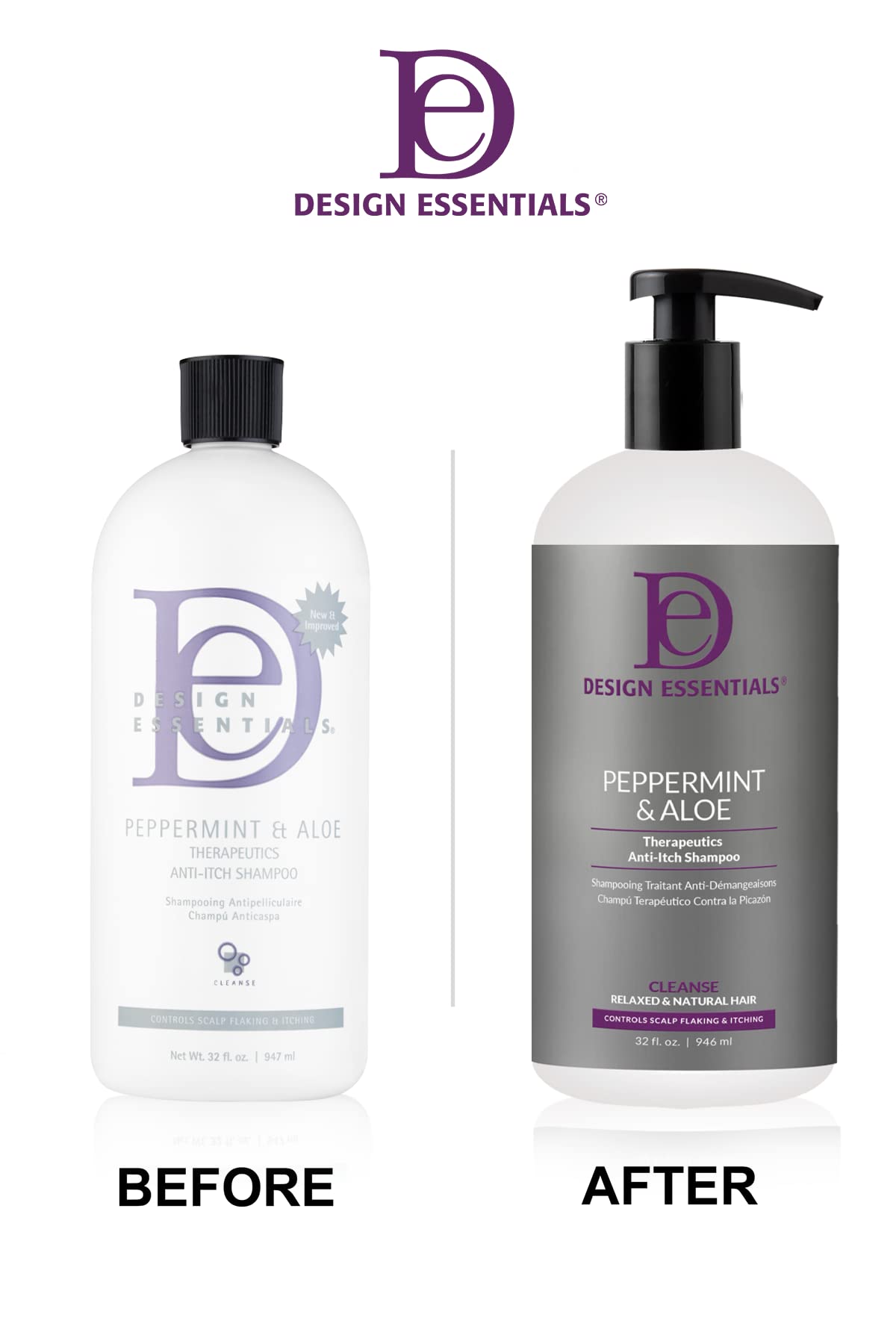 Design Essentials Peppermint & Aloe Therapeutics Anti-Itch Shampoo For Instant Scalp and Dandruff Relief - 8 Oz